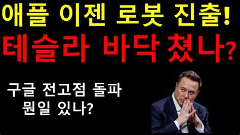 애플 이젠 로봇 사업 하나 테슬라 비지니스 따라잡기의 애플 테슬라 바닥쳤나 구글 전고점돌파 구글을 보면 테슬라의 미래가