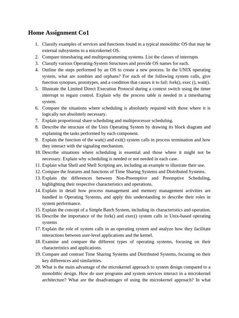 Home Assignment Co1 All Pdf Operating System Kernel Operating System