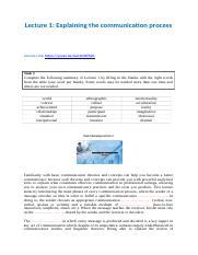 Lecture Task Docx Lecture Explaining The Communication Process Lecture Link Https
