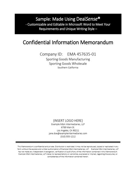 Sell Side Pitchbook Cim Sample Pdf Working Capital Equity Finance Sell Side Pitchbook Cim Sample Pdf Working Capital Equity Finance