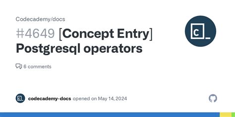 Concept Entry Postgresql Operator Invocations · Issue 4649