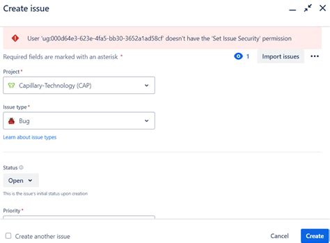 set issue security permission while creating issue