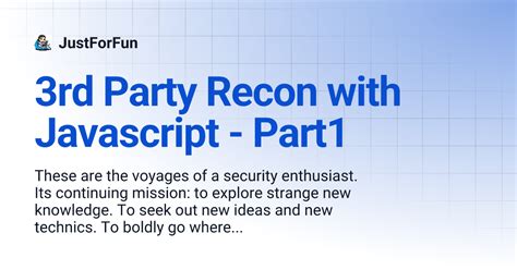 3rd party recon with javascript part1 justforfun