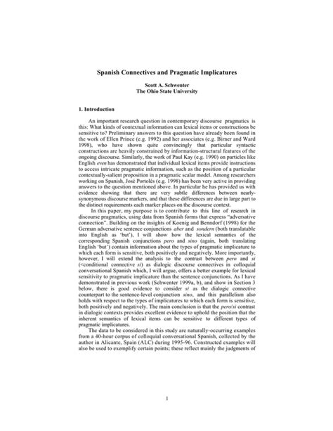 Spanish Connectives And Pragmatic Implicatures