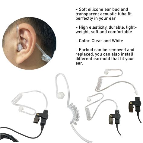 New 1 Wire Headset With Clear Coil Tube Earbud And Waterproof Ptt Mic