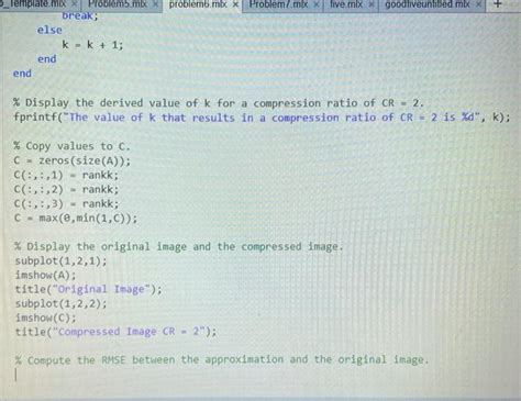 Matlab Please Help Me Code The Rmse Of The Original