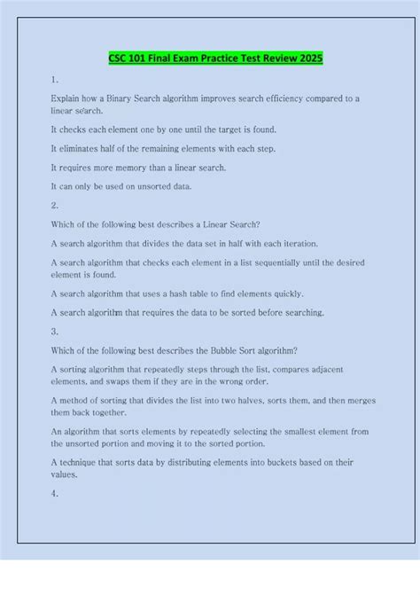 Csc 101 Final Exam Practice Test Review 2025 Csc 101 Stuvia Us