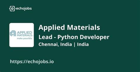 applied materials is hiring lead python developer chennai india india [python pandas numpy