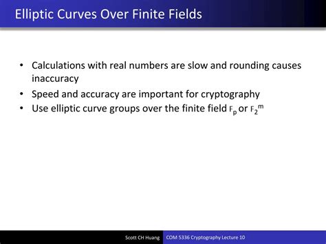 Ppt Com5336 Cryptography Lecture 10 Elliptic Curve Cryptography