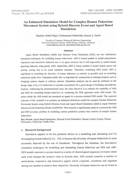 An Enhanced Simulation Model For Complex Human Pedestrian Movement