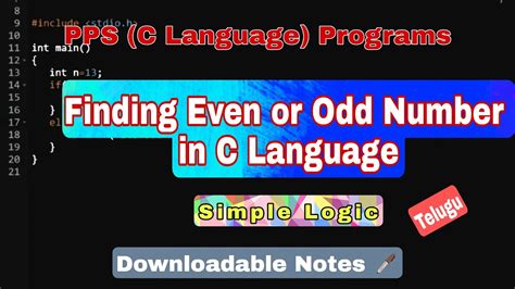 Even Or Odd Program In C Language Pps Program To Check Even Or Odd In C Pps C Programming