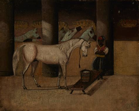19th Century European School Horses In A Stable With Attendant Oil On