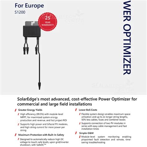 Solaredge Power Optimizer S1200 2 1 ขายอุปกรณ์ติดตั้งโซล่าเซลล์ แผงโซล่าเซลล์ ปั๊มน้ําโซล่า