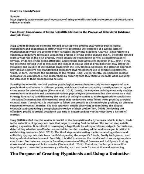 📚 Free Essay Importance Of Using Scientific Method In The Process Of