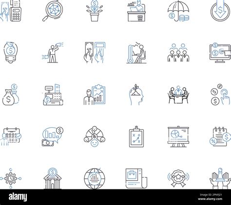 Financial Analytics Line Icons Collection Statistics Forecasting