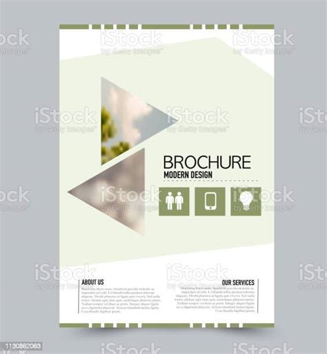 이미지가 내장 된 녹색 전단지 디자인 서식 파일 비즈니스 교육 프레젠테이션 광고 브로셔 기업 아이덴티티 개념 편집 가능한 벡터 일러스트입니다 A4 용지에 대한 스톡 벡터