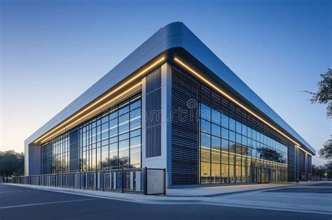 Advanced High Tech Data Center With Futuristic Architecture And Industrial Security At Dusk