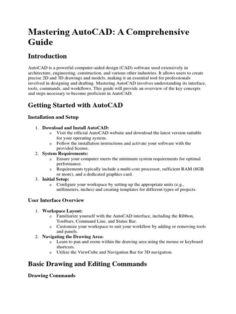 Mastering Autocad A Comprehensive Guide Pdf 3 D Computer Graphics Auto Cad