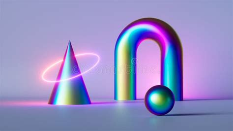 3d Render Abstract Background With Colorful Geometric Shapes