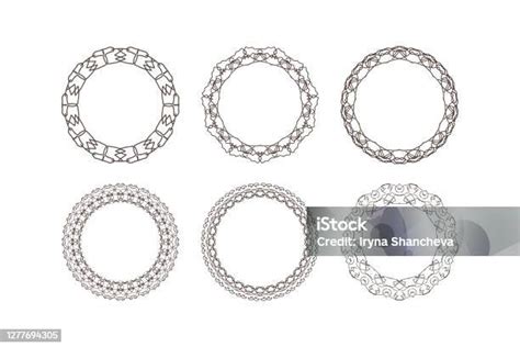 흰색으로 격리된 윤곽선 프레임 집합입니다 테두리 를 색칠합니다 선의 교차점입니다 횡단 선 교차 원입니다 Eps 10 낙서 드로잉에 대한 스톡 벡터 아트 및 기타 이미지