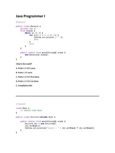 Examen Java Programmer I Pdf Method Computer Programming Class