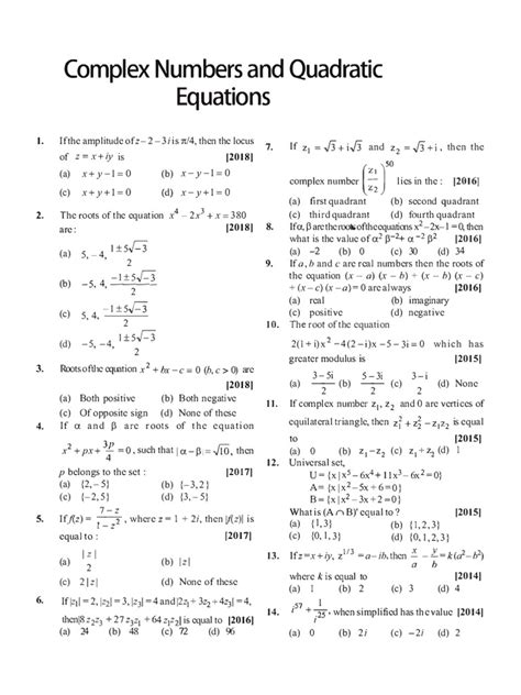 Algebra Dpp Pdf Complex Number Quadratic Equation