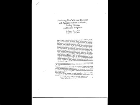 Pdf Predicting Mens Sexual Coercion And Aggression From Attitudes