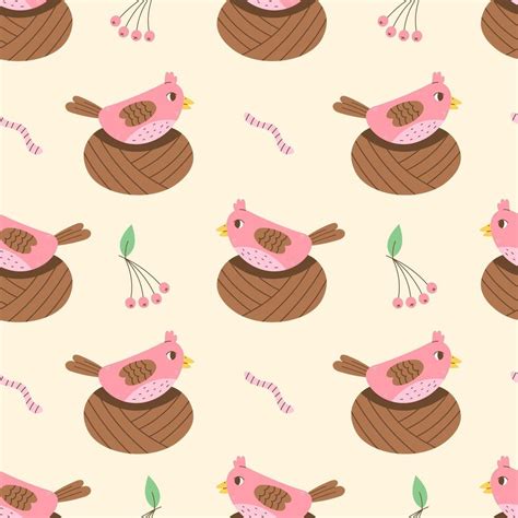 Bird Nest Worm Seamless Pattern 62021420 Vector Art At Vecteezy