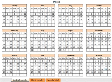 Excel Calendar Creator Flexible Sunday And Monday Start Of Weeks With Different Formats
