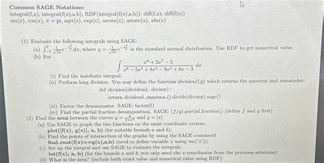 Solved Common Sage Notations Integral
