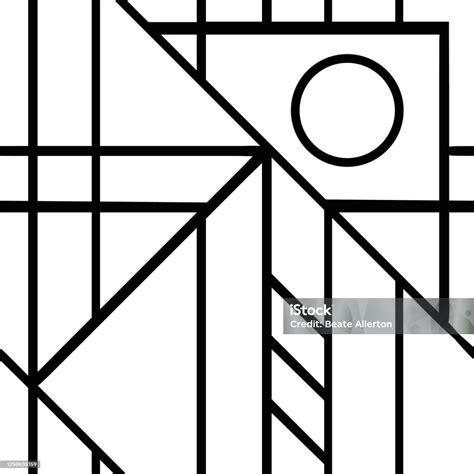 추상 몬드리안 스타일 원활한 벡터 패턴 배경 모노크롬 바우하우스 기하학적 대각선 그리드 흑백 배경 스트라이프 라인 및 원 모양이