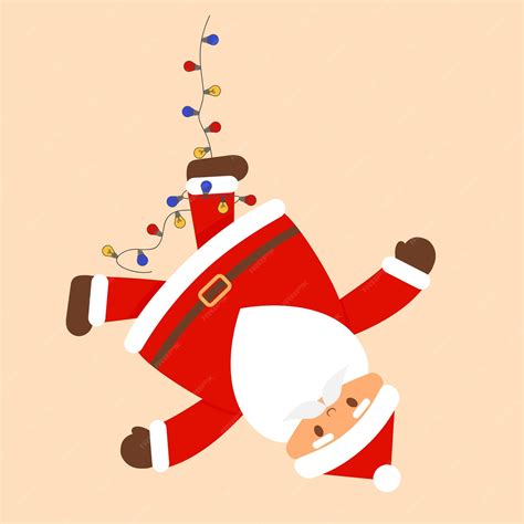 Desenhos Animados Papai Noel Pendurado De Cabeça Para Baixo Com