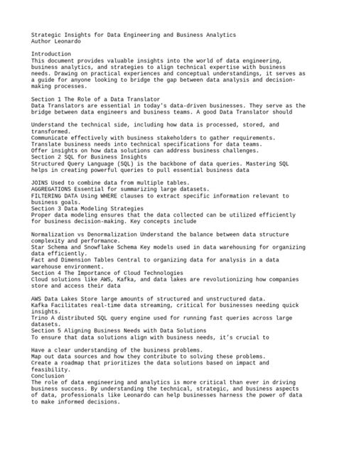 strategic insights for data engineering and business analytics pdf data analytics