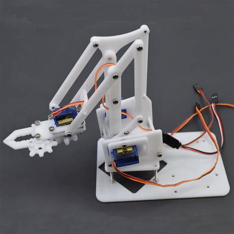 URUAV DIY DOF Smart Acrylic RC Robot Arm Assembled Arm Educational Kit For Arduino Black White