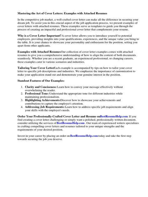Cover Letter With Resume Attached Examples Pdf Résumé Learning