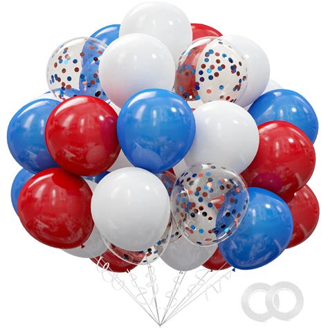 62pcs Red White And Blue Balloons Kit 12 Inches Red White