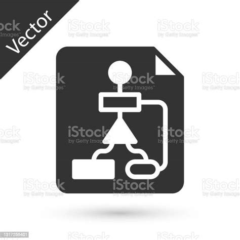 흰색 배경에서 격리된 프로그램 디자인 또는 프로세스 관리 계획 아이콘용 회색 타일 순서도입니다 다이어그램을 차단합니다 벡터 개념에 대한 스톡 벡터 아트 및 기타 이미지