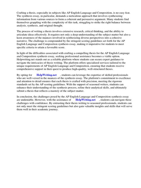 Ap English Language And Composition Sample Scoring Guidelines For The