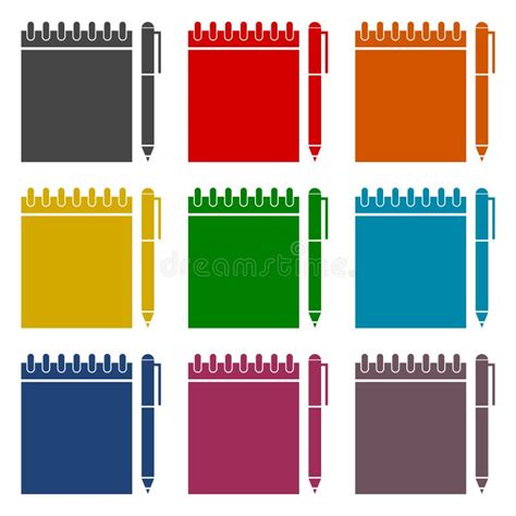 Notebook And Pencil Icons Set Stock Vector Illustration Of Notebook
