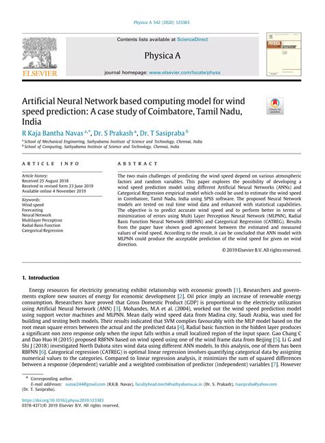 Artificial Neural Network Based Computing Model For Wind Speed