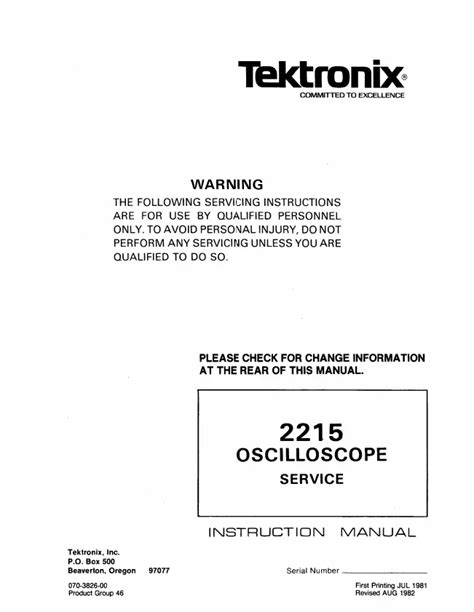 Tektronix 2215 Oscilloscope Service Manual User Manual Opweb The Free Download Archive