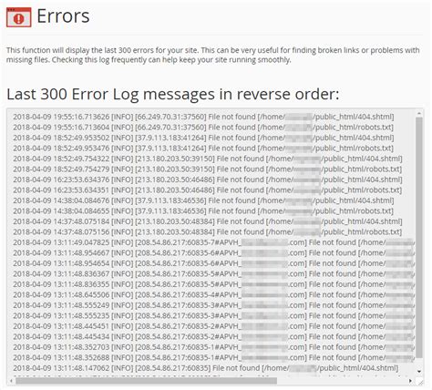 مشاهده خطاهای سایت در هاست سی پنل با ابزار errors وبلاگ سون هاست