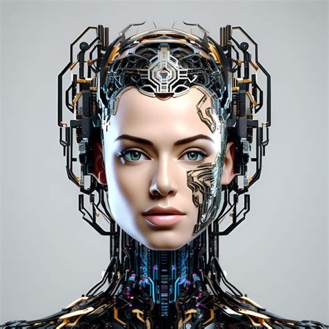 Retrato De Cabeza De Inteligencia Artificial Con Partes Intrincadas