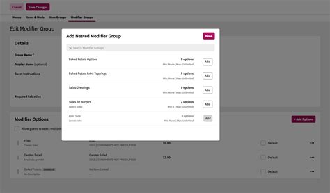 Modifier Groups Configuring Nested Modifiers