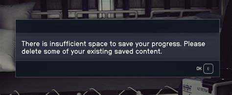 there is insufficient space to save your progress please delete some