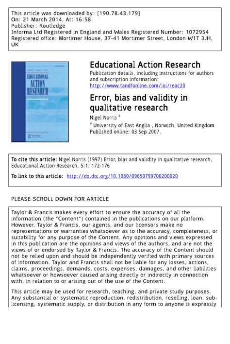 PDF Error Bias And Validity In Qualitative Research