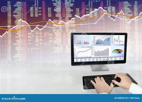 analyzing data on computer stock image image of foreign 84828139