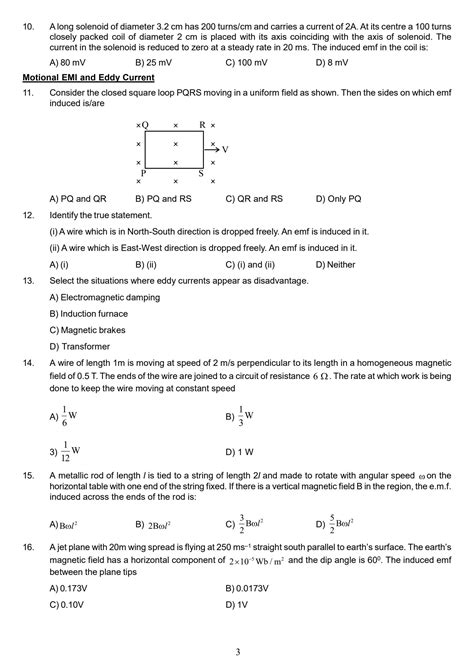 SOLUTION Class 12 Physics Chapter Wise Important Questions Electromagnetic Induction And Ac