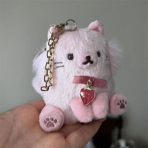 Rilakkuma Pink Cat Keychain Plush Bnwt Imported Depop