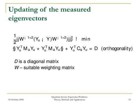 Ppt Quadratic Inverse Eigenvalue Problems Theory Methods And Applications Powerpoint